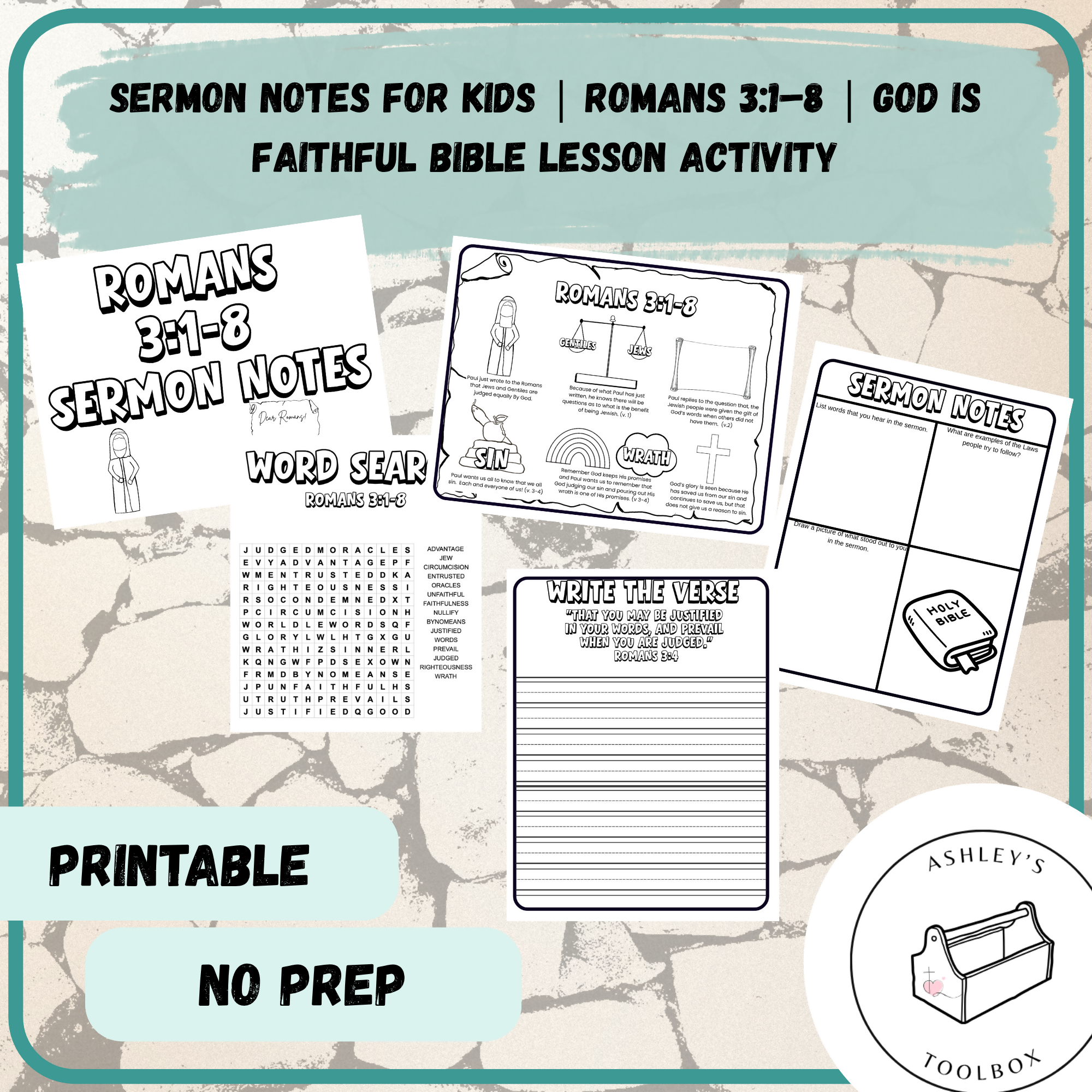 Sermon Notes for Kids | Romans 3:1–8 | God Is Faithful Bible Lesson Ac ...